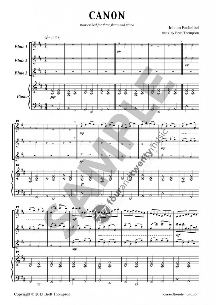 Canon in D - Pachelbel (digital sheet music) - Four and Twenty Music