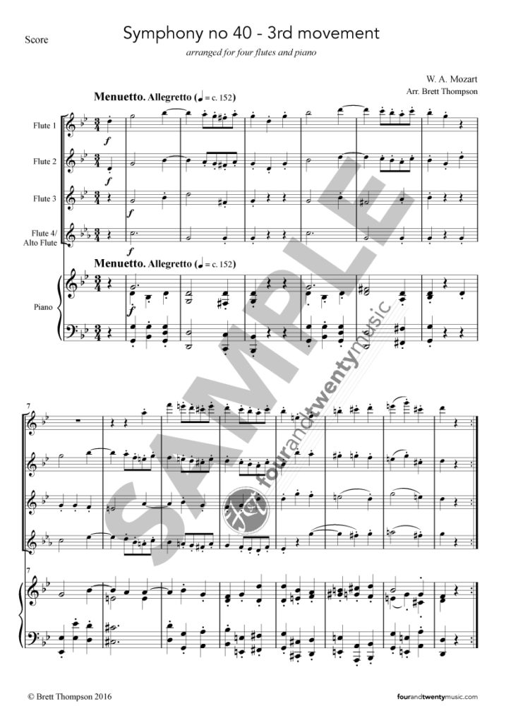 Symphony No. 40 - W. A | Mozart (digital sheet music) - Four and Twenty ...